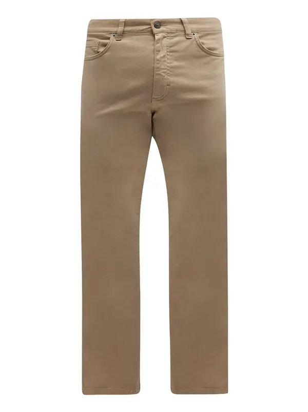 Zegna Brushed Cotton 5-pocket Trousers - Light Beige Solid