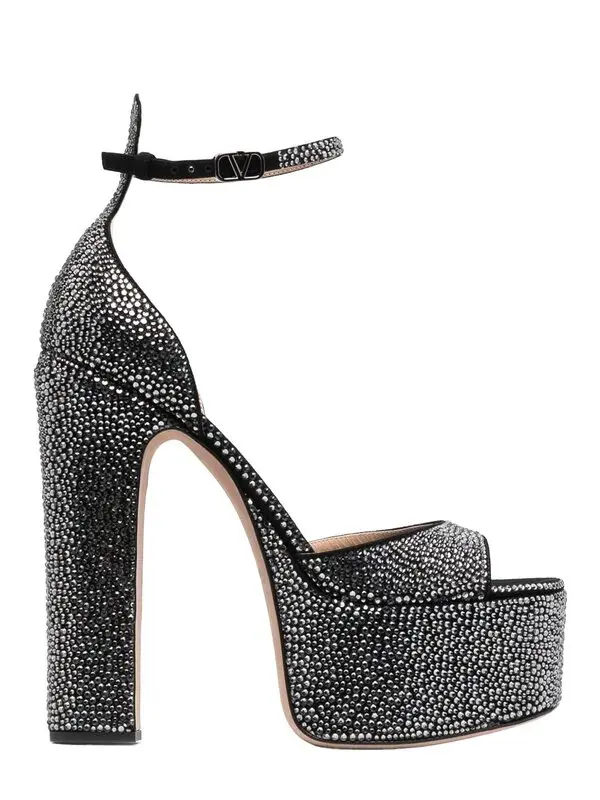 Valentino Garavani 170mm Crystal-embellished Platform Sandals - Black