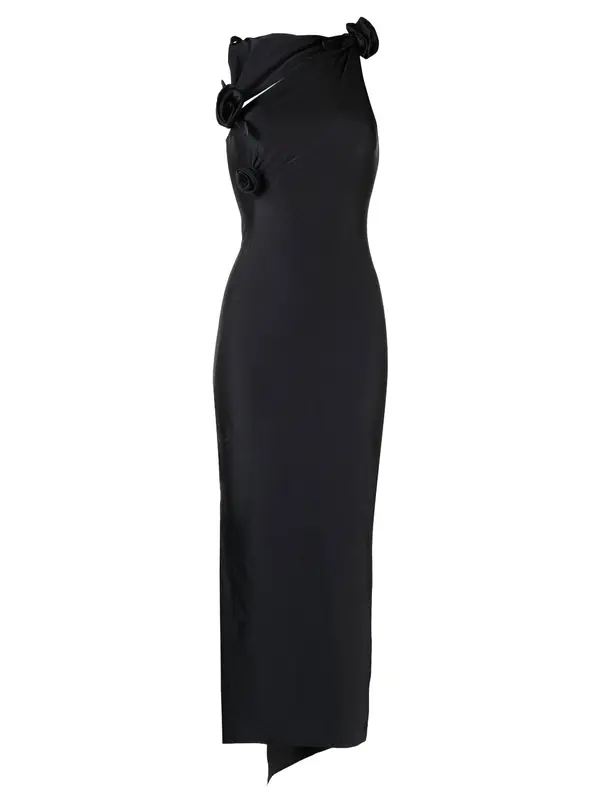 Coperni Floral-appliqué Maxi Dress - Black