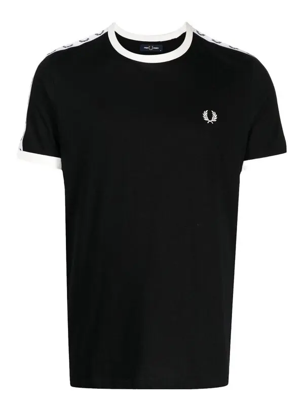 Fred Perry Logo-tape Cotton T-shirt - Black
