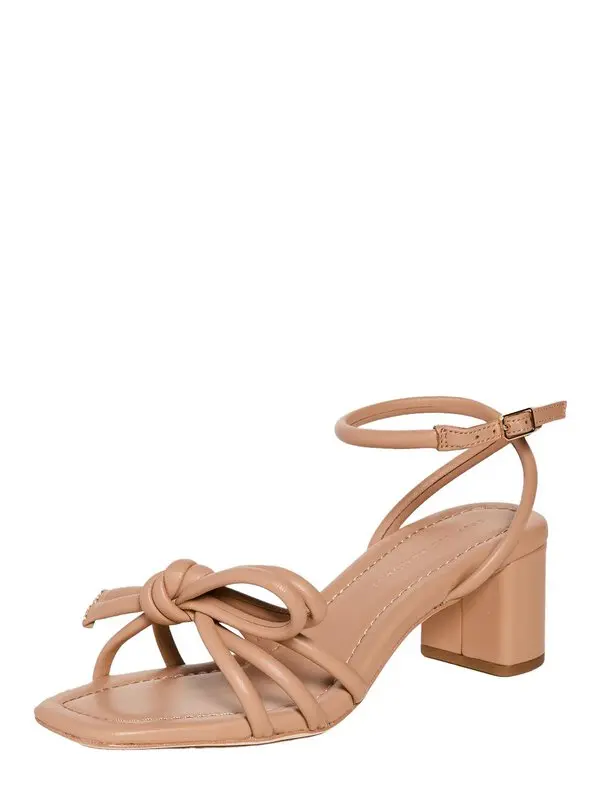 LOEFFLER RANDALL Mikel Leather Bow Mid-heel Sandals - Dune