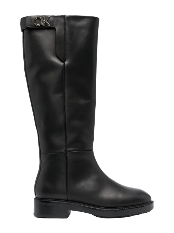 Calvin Klein Plaque Knee-high Boots - Black