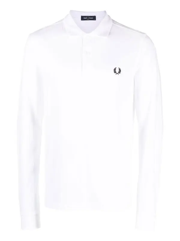 Fred Perry Crest-motif Polo Shirt - White