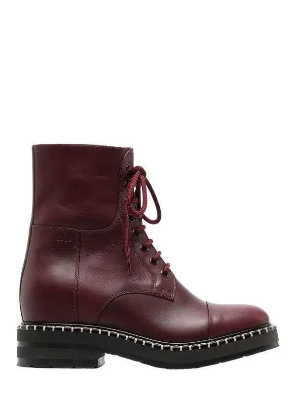 Chloé Noua Lace-up Leather Boots - Red