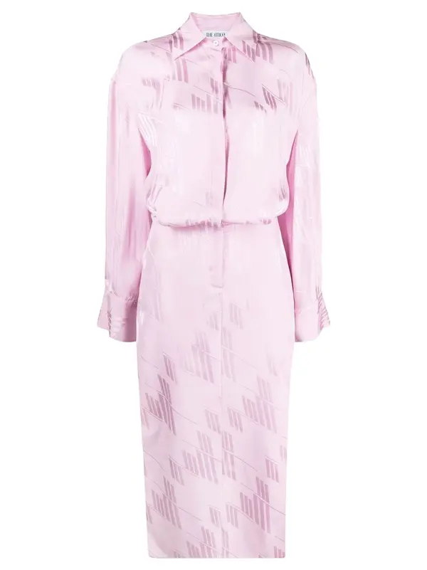 Attico Logo-jacquard Satin Shirt Dress - Pink