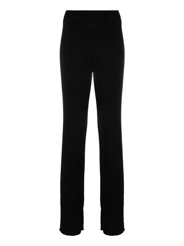 Fabiana Filippi Ribbed-knit Flared Trousers - Black