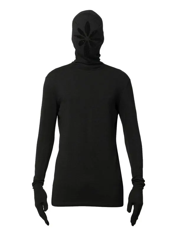 KUSIKOHC Cut-out Mask Gloved Sweatshirt - Black