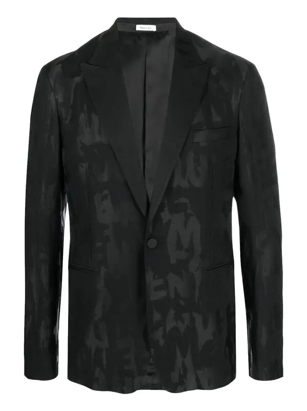 Alexander McQueen All-over Logo-print Blazer - Black
