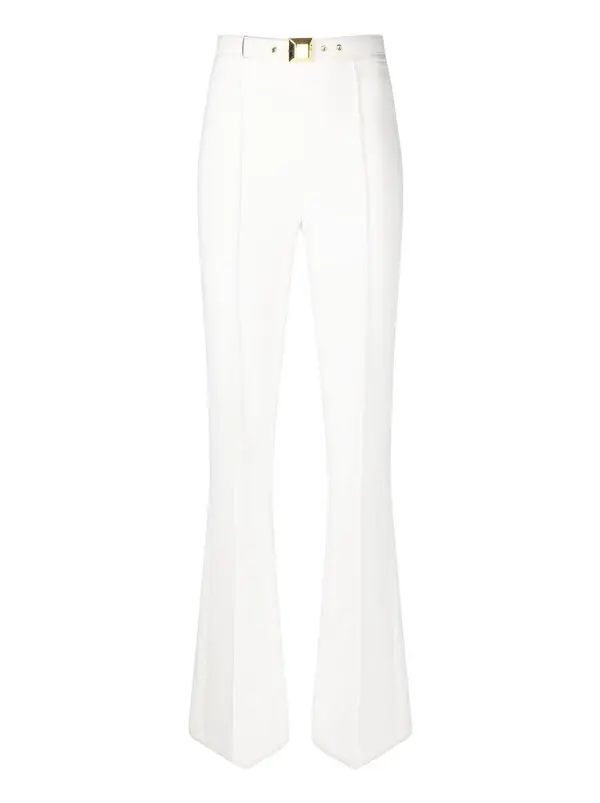 Elisabetta Franchi Flared Belted Trousers - White