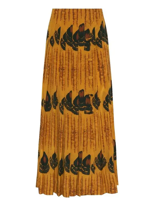 Altuzarra Patterned Pleated Midi Skirt - Orange