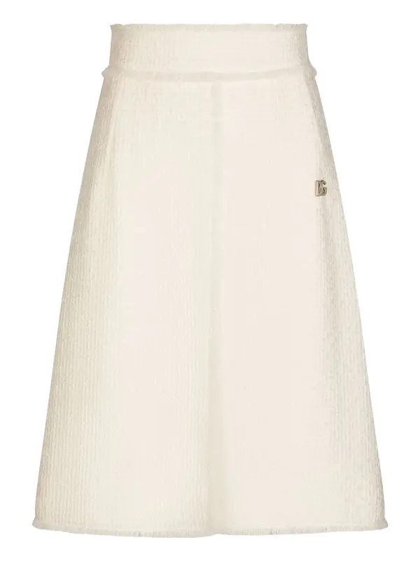 Dolce & Gabbana Front-slit Tweed Midi Skirt - White