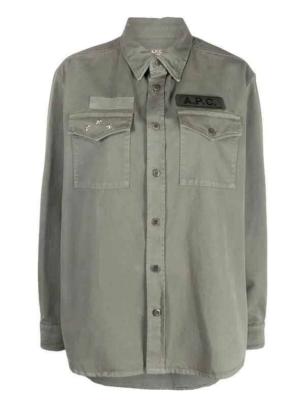 A.p.c. Logo-patch Shirt Jacket - Green