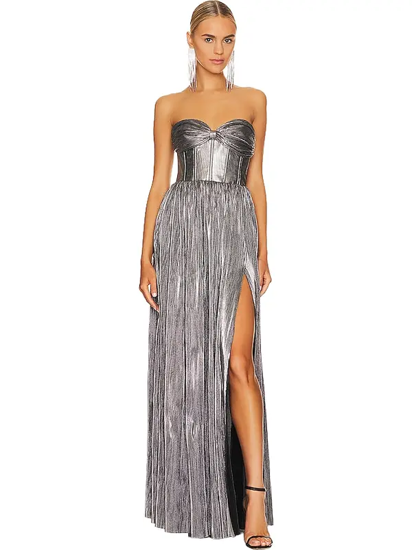 BRONX AND BRONCO Florence Metallic Gown - Silver