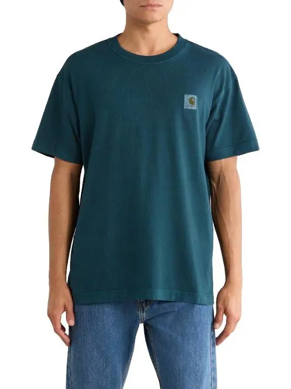 Carhartt Work In Progress Vista Loose Fit Logo T-shirt - Deep Lagoon Garment Dyed