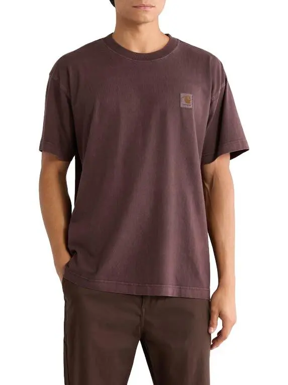 Carhartt Work In Progress Vista Loose Fit Logo T-shirt - Palisander Garment Dyed