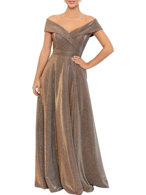 XSCAPE EVENINGS Off-the-shoulder Gown - Sand