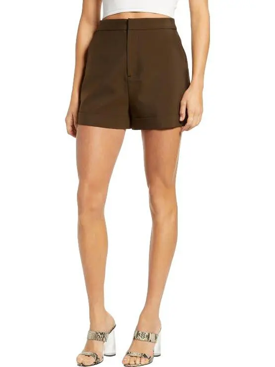 Endless Rose High-waisted Tailored Shorts - Olive
