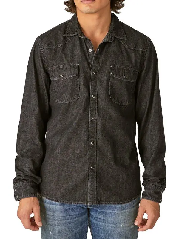 Lucky Brand Sawtooth Denim Snap-up Western Shirt - Alverson