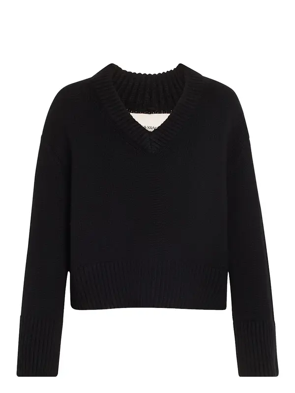 LISA YANG Aletta V-neck Cashmere Knit Sweater - Black