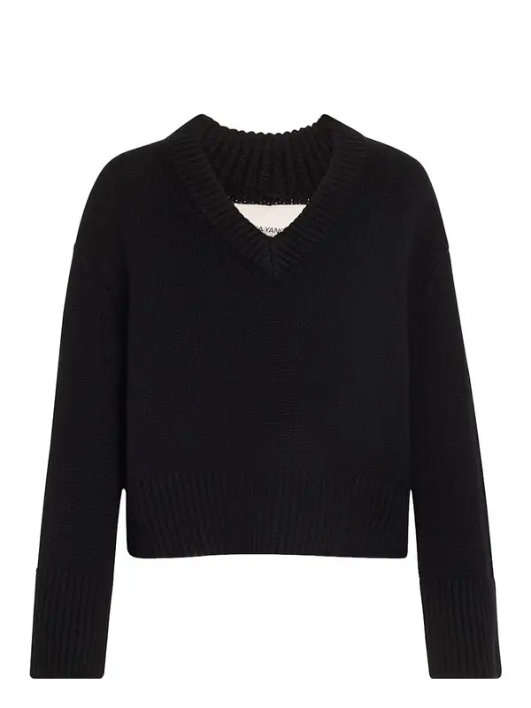 LISA YANG Aletta V-neck Cashmere Knit Sweater - Black
