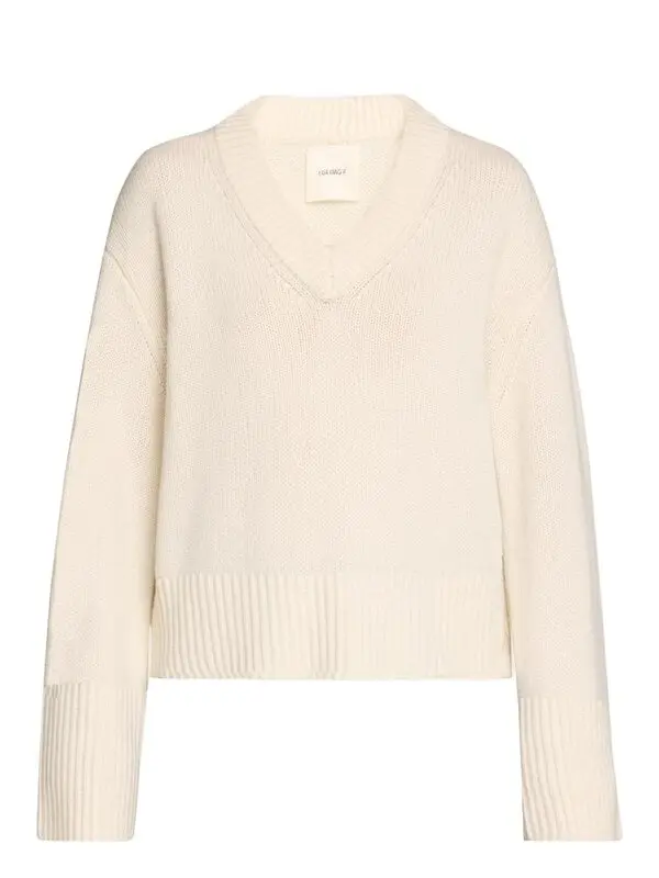 LISA YANG Aletta V-neck Cashmere Knit Sweater - Cream