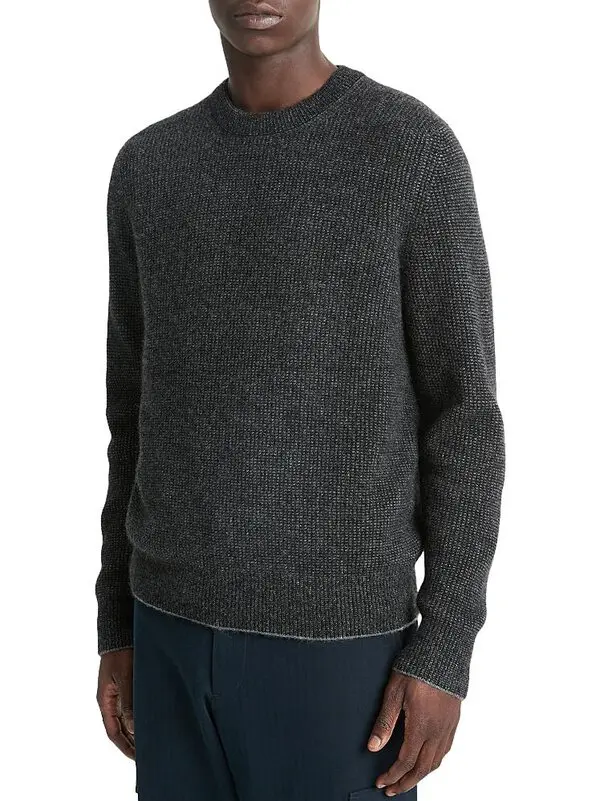 Vince Boiled Cashmere Thermal Sweater - Medium Heather Gray