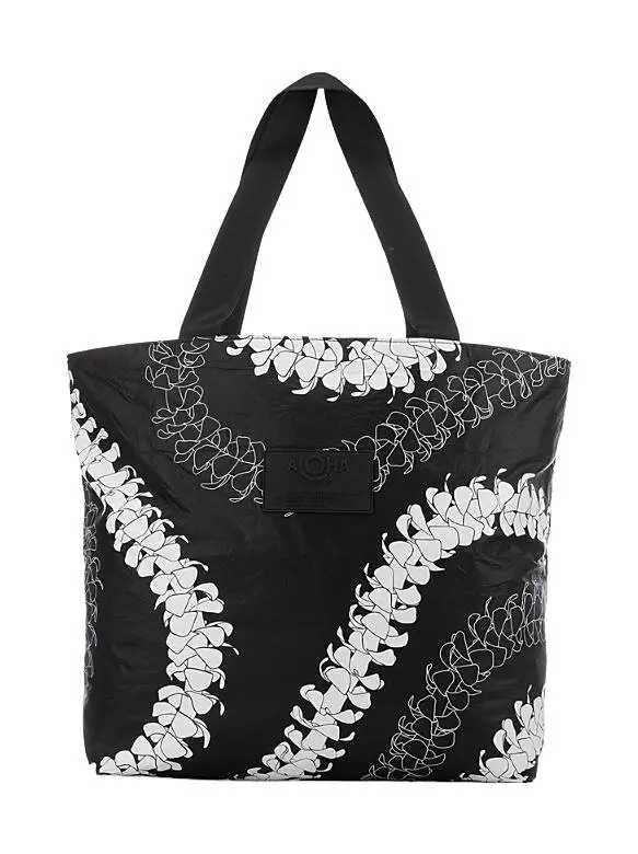 ALOHA COLLECTION Puakenikeni Day Tripper Tote - White/black