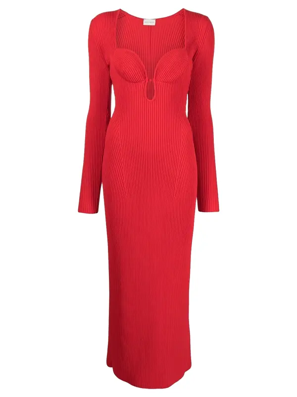 Magda Butrym Ribbed Knitted Maxi Dress - Red