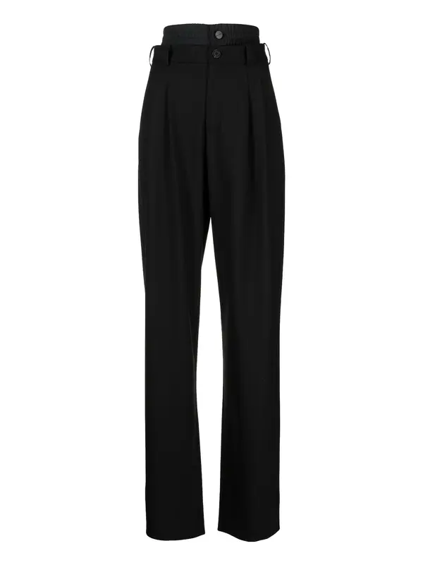 Monse Double-waist Straight-leg Trousers - Black