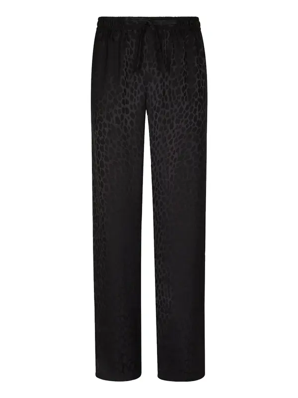Dolce & Gabbana Ocelot-print Jacquard Silk Track Pants - Black