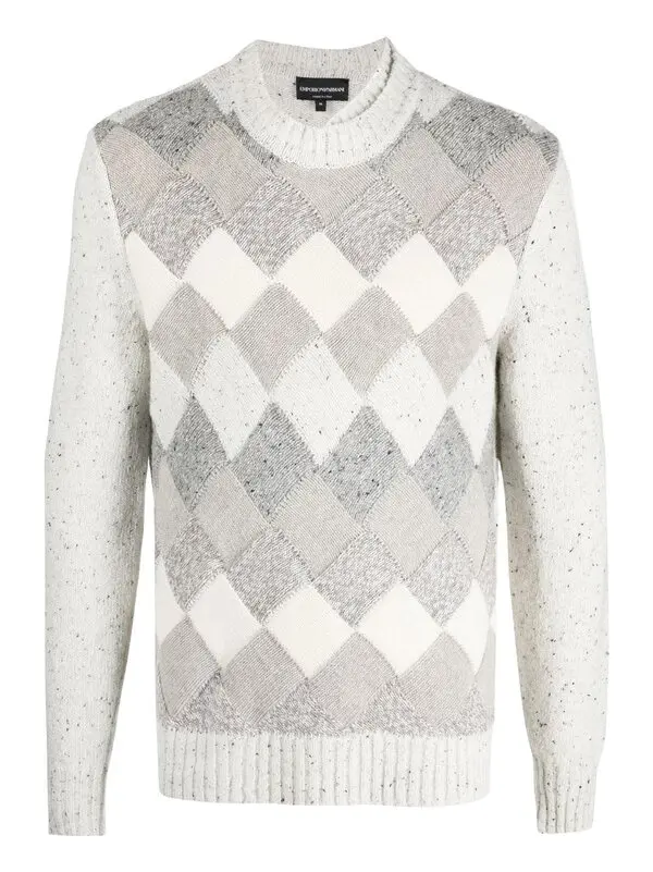 Emporio Armani Argyle-check Jumper - Grey