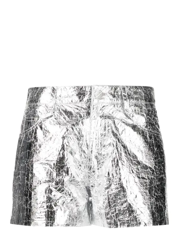 Monse Metallic Mini Shorts - Silver