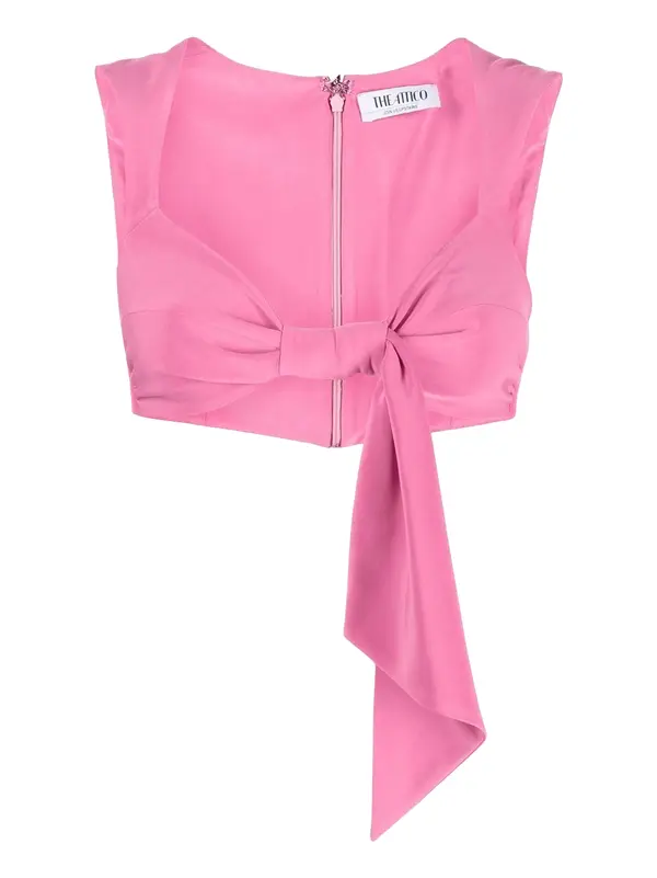 Attico Knot-detail Cropped Top - Pink