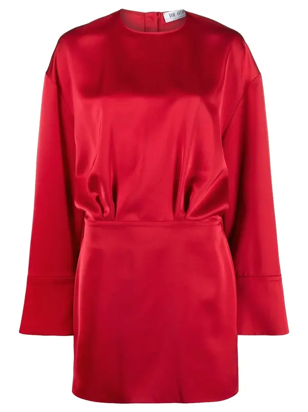 Attico Long-sleeve Satin Mini Dress - Red