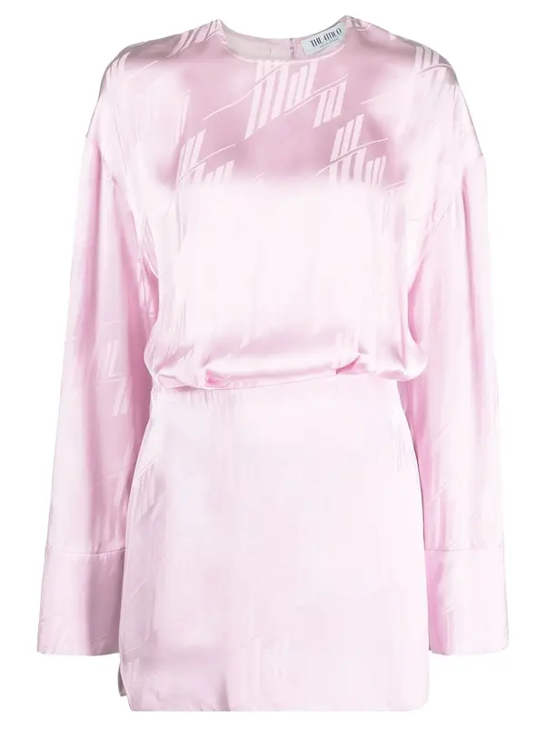 Attico Logo-jacquard Satin Mini Dress - Pink