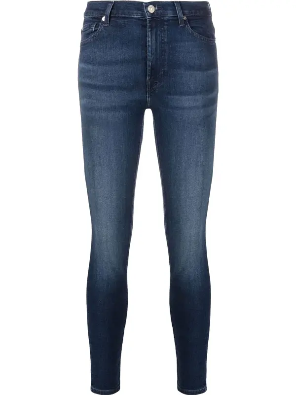 7 For All Mankind Faded Skinny Jeans - Blue