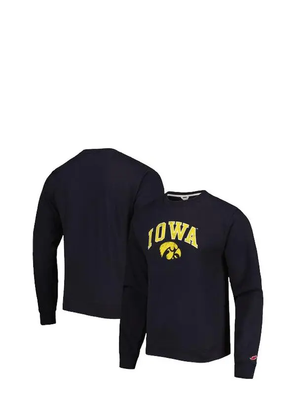 LEAGUE COLLEGIATE WEAR Iowa Hawkeyes 1965 Arch Essential Lightweight Pullover Sweatshirt - Black
