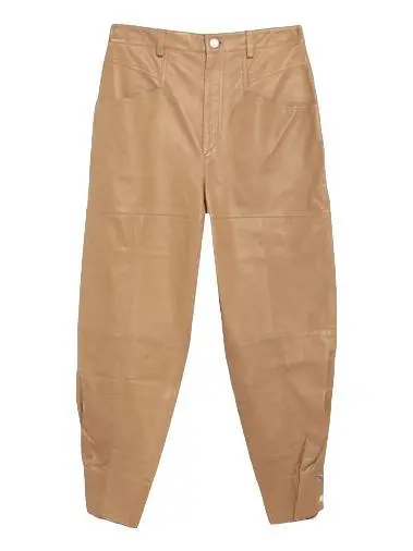Isabel Marant Lambskin Leather Tapered Pants - Beige