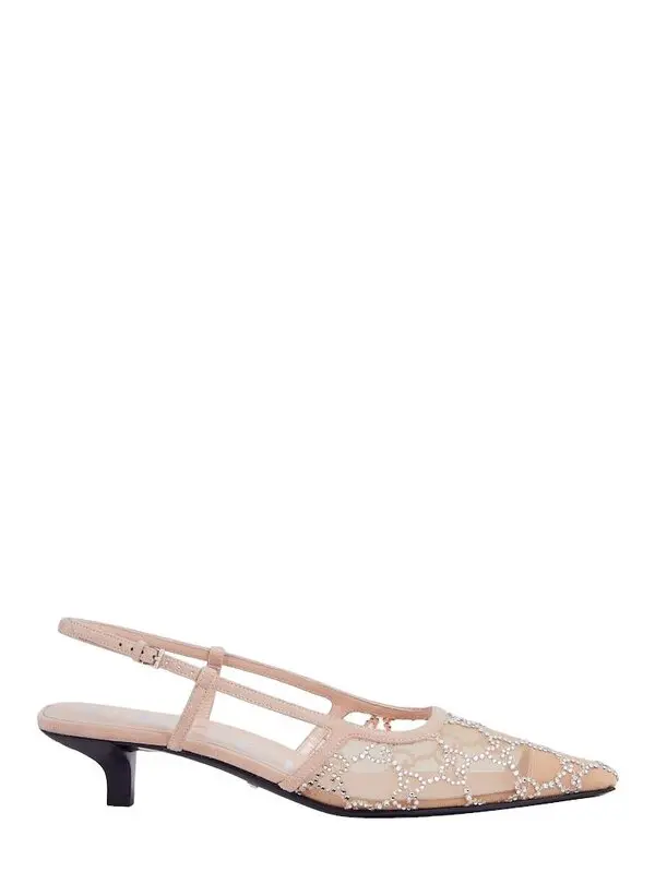 Gucci Gg Crystal Slingback Pumps - Neutral
