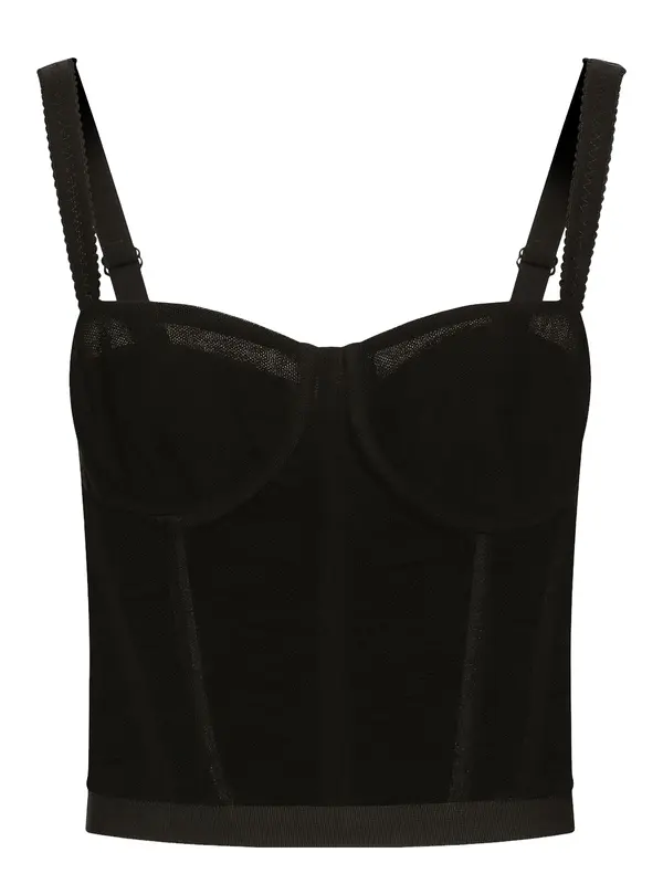 Dolce & Gabbana Draped Tulle Corset Top - Black