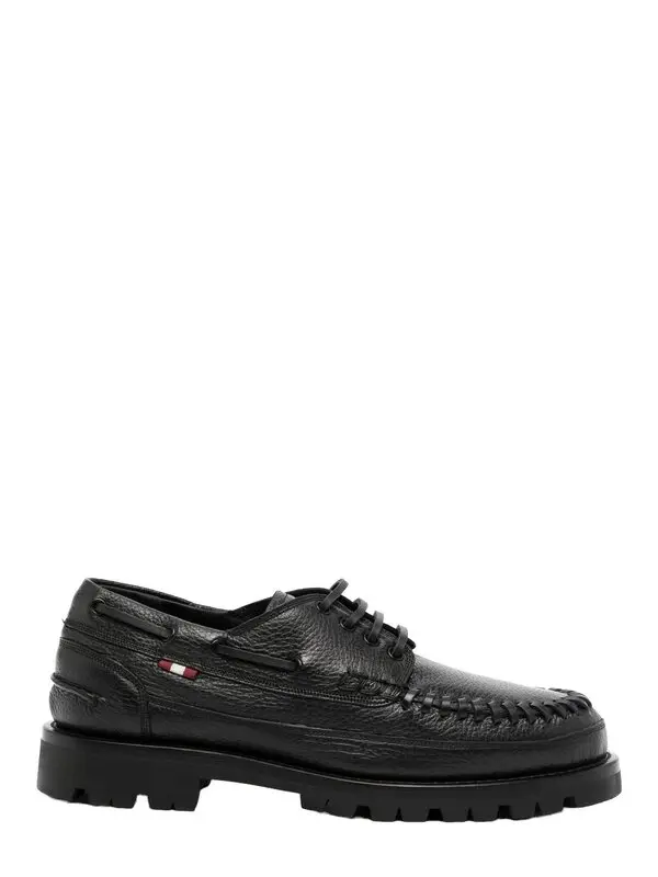 Bally Leather Ridged Derby Shoes - Black