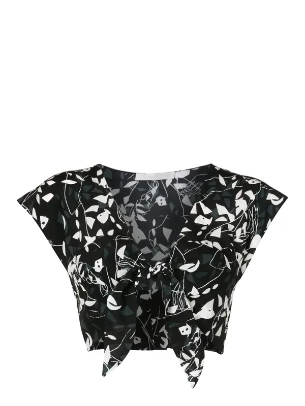 CLUBE BOSSA Front-tied Top - Black