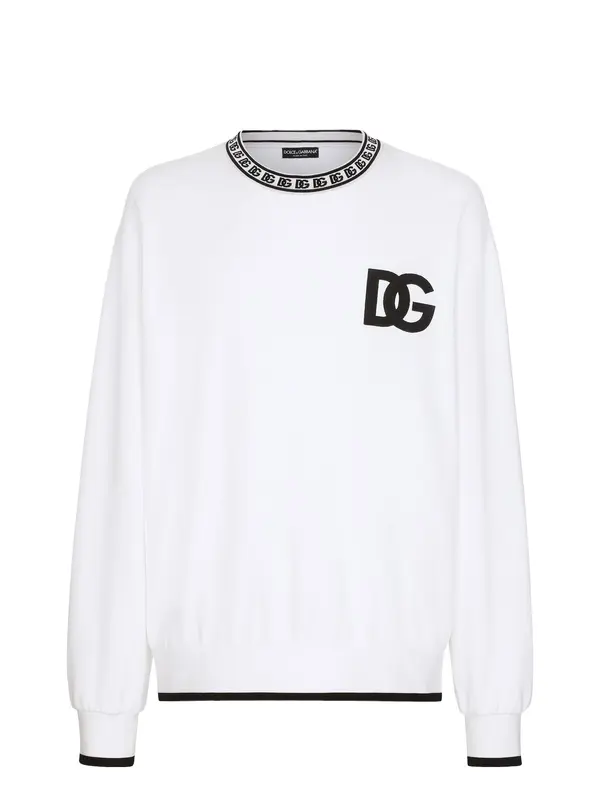 Dolce & Gabbana Logo-embroidered Cotton Sweatshirt - White