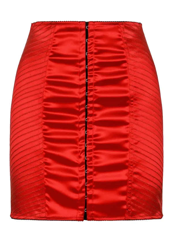 Dolce & Gabbana Ruched Satin Miniskirt - Red