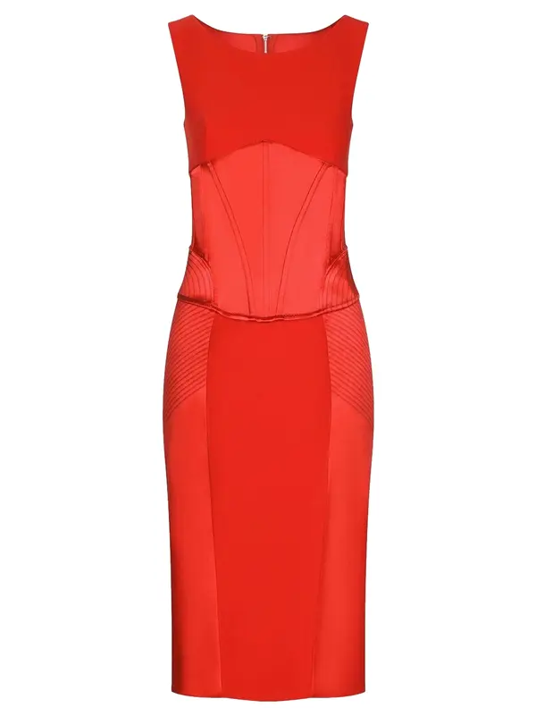Dolce & Gabbana Corset-detail Satin Midi Dress - Red
