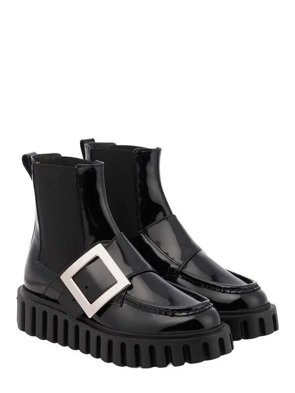 ROGER VIVIER Viv' Go-thick Leather Platform Chelsea Boots - Black
