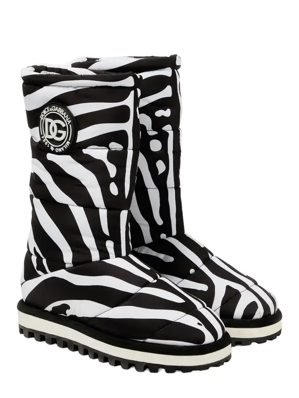 Dolce & Gabbana Zebra-print Padded Nylon Boots - Multicoloured