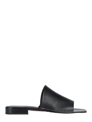 TOD'S Leather Slide Sandals - Black