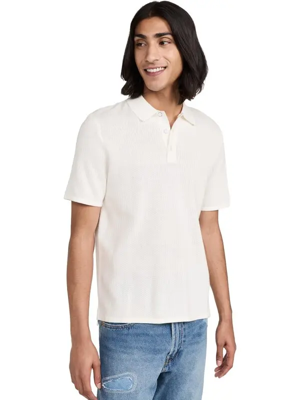 Rag & Bone Harvey Knit Polo - Ivory