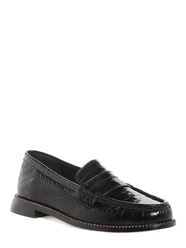 Freda Salvador Elba Penny Loafers - Black Croc